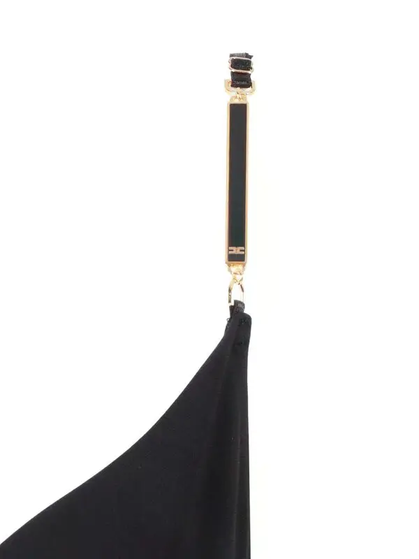 Elisabetta Franchi Asymmetric Draped Maxi Dress With Jewelled Clasp - Black
