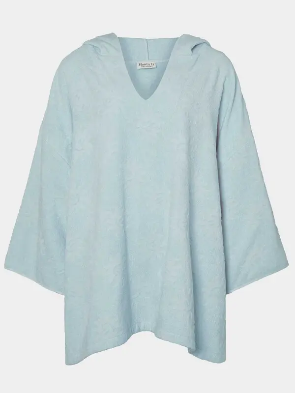 Hunza G Sunny Towelling Hooded Poncho - Ice Blue