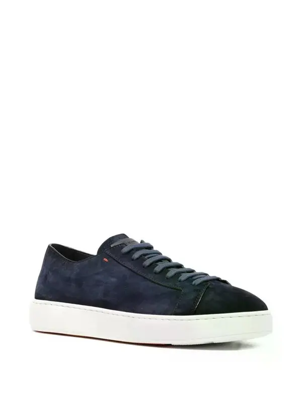 Santoni Suede Lace-up Sneakers - Blue