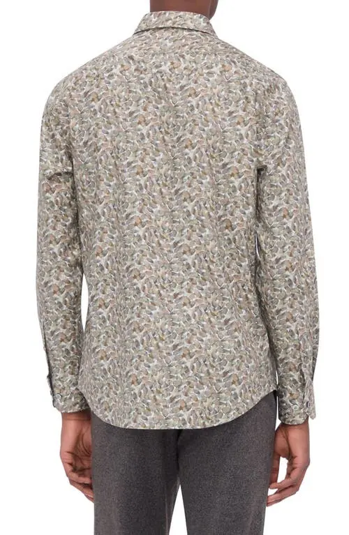 Bugatchi Julian Shaped Fit Linen Blend Button-up Shirt - Khaki