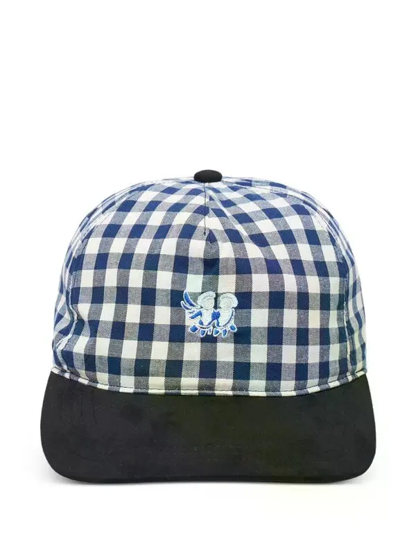 JUNTAE KIM Embroidery Check Cap - Blue
