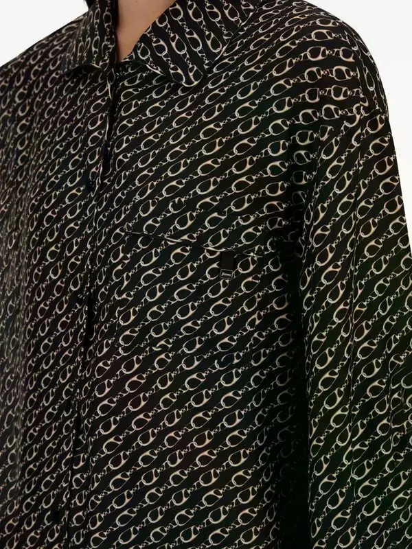 Herno Graphic-print Silk Shirt - Black