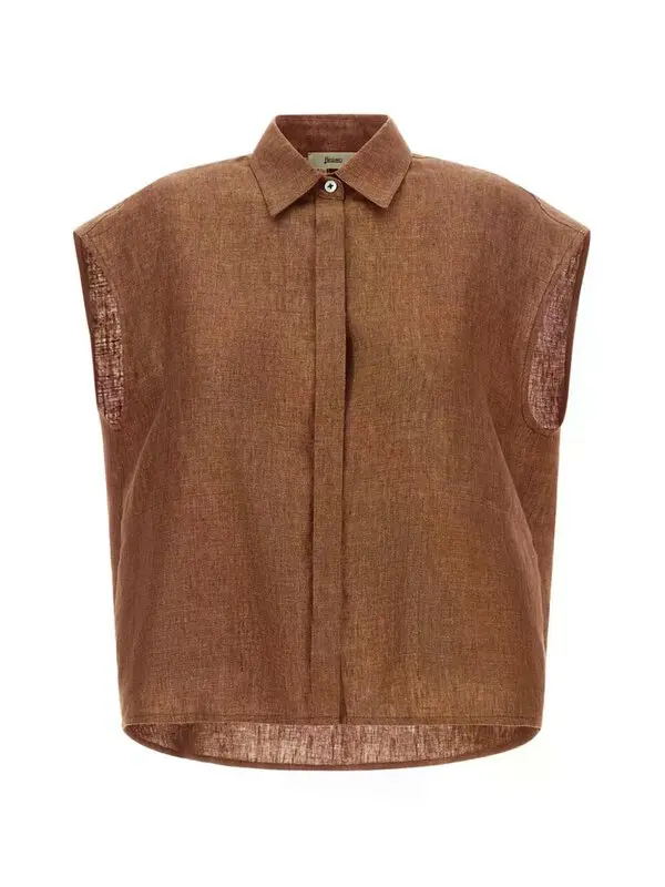 Herno Sleeveless Boxy Fit Shirt - Brown