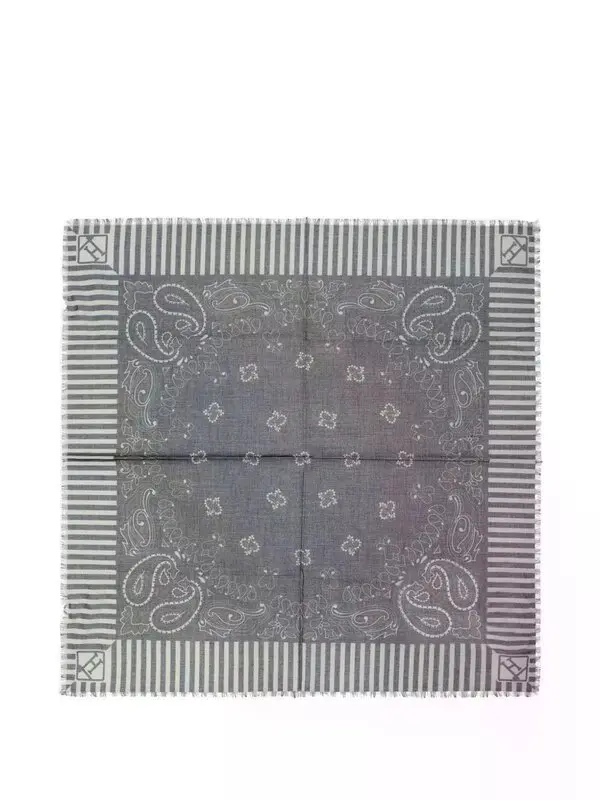 Herno Paisley Print Cotton Scarf - Blue
