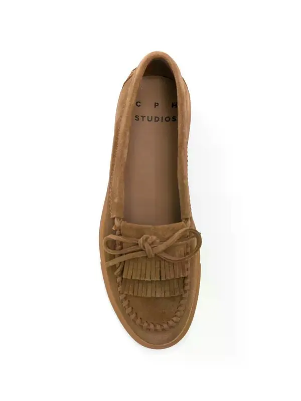 SUMMERY COPENHAGEN Fringed Suede Loafers - Brown