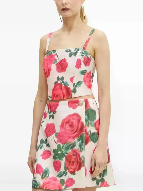 Guess Raissa Floral-print Square Neck Sleeveless Top