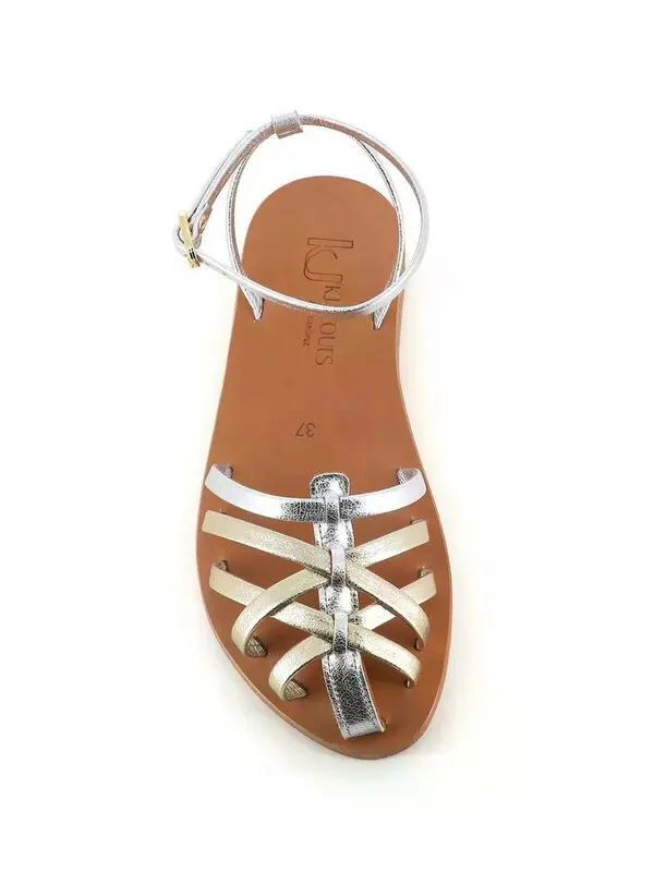 K.JACQUES Caicea Braided Leather Sandals - Silver
