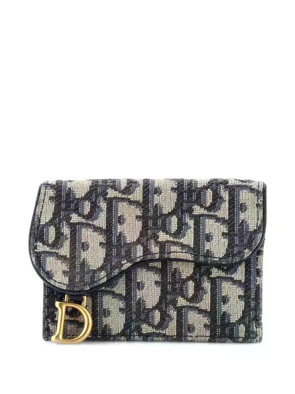 Dior Saddle Case Oblique Canvas Card Holder - Blue