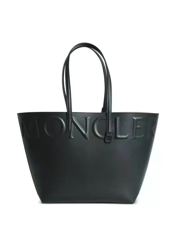Moncler Embossed-logo Leather Tote - Black