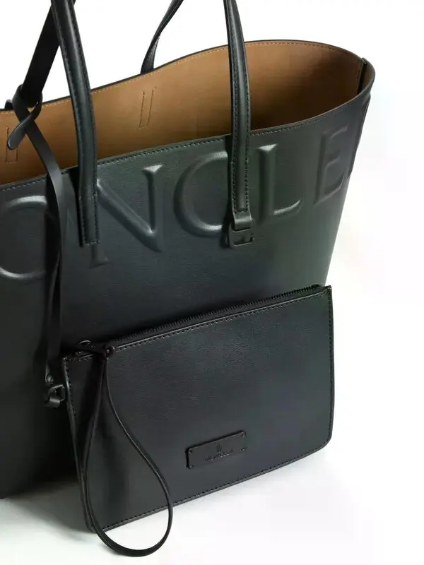 Moncler Embossed-logo Leather Tote - Black