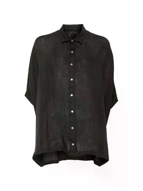 120% Lino Buttoned Linen Shirt - Black