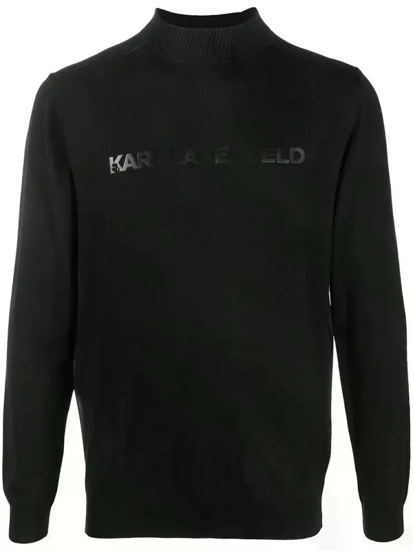 Karl Lagerfeld Knitted Mock-neck Logo Sweater