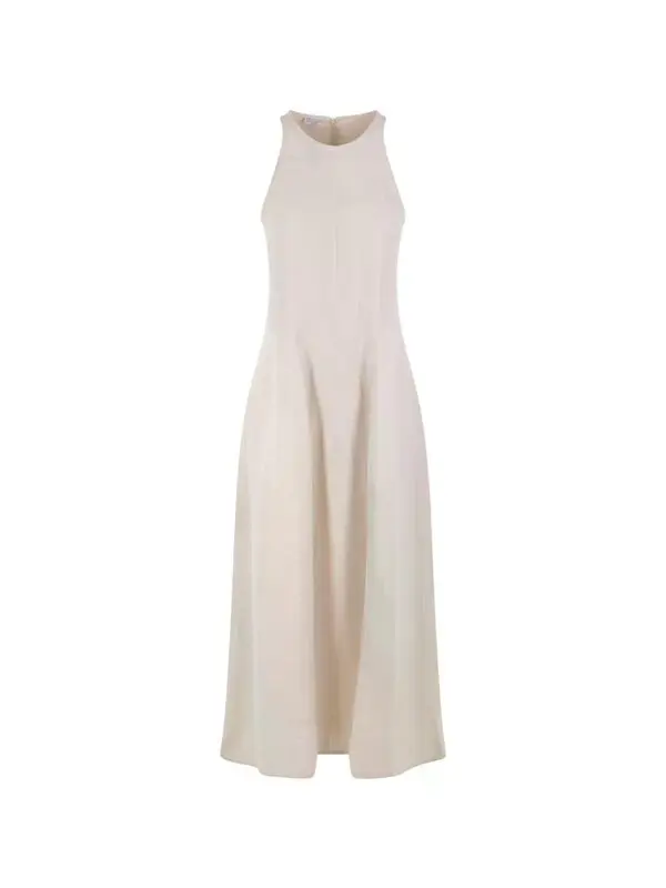 Brunello Cucinelli Twill Sleeveless Midi Dress - Neutrals