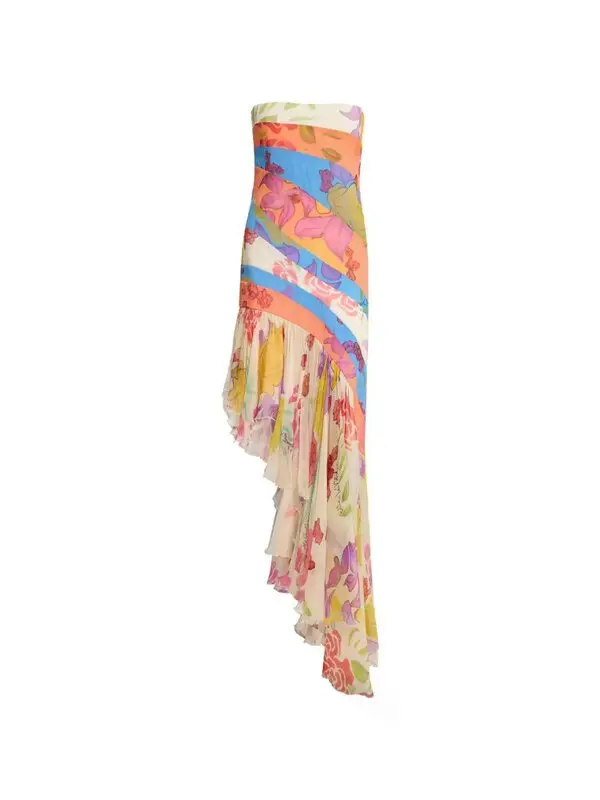 DONDE ESTEBAN Flores Strapless Asymmetric Dress - Neutrals