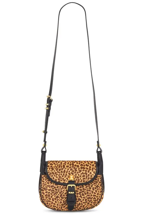 Valentino Garavani Flaneuse St. Mini Animalier Small Shoulder Bag - Biscotto, Bark Brown & Nero