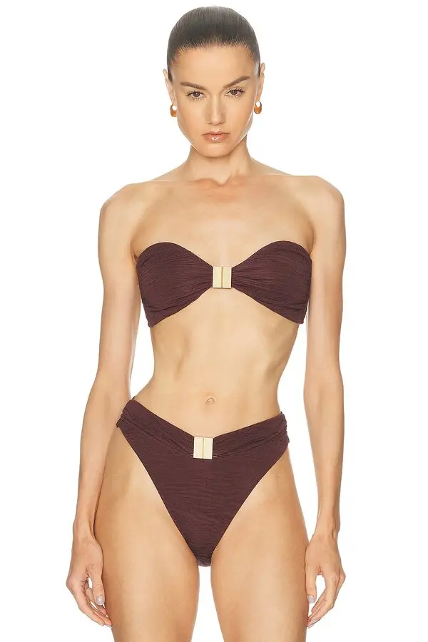 LA PORTE Kate Bandeau Bikini Top - Fudge