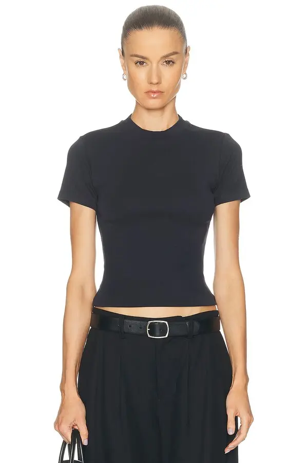 EAVES Bonnie High Neck Baby Tee - Black