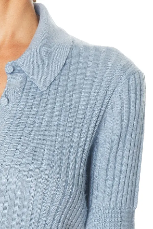 Gabriela Hearst Amor Ribbed Knit Dress - Light Blue
