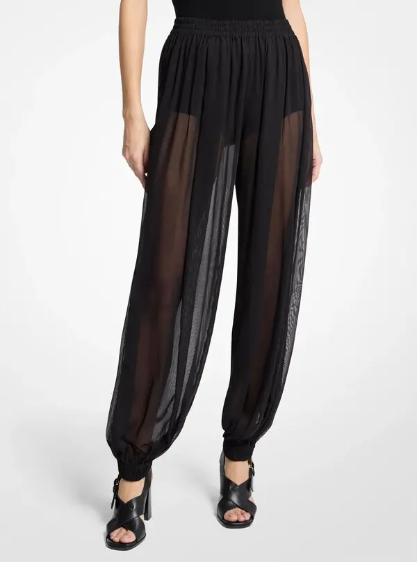 Michael Kors Silk Voile Sarouel Pants - Black