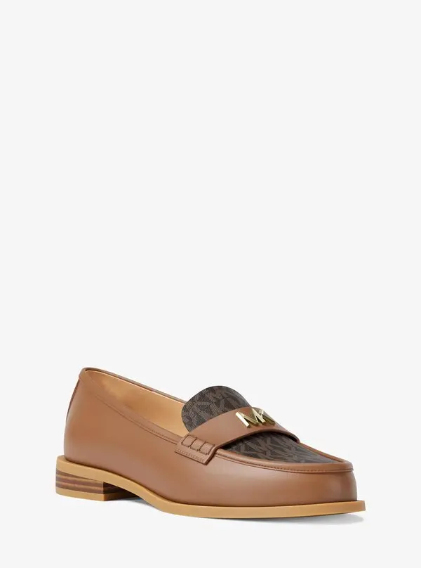 Michael Kors Lex Leather Loafer With Signature Logo - Brown