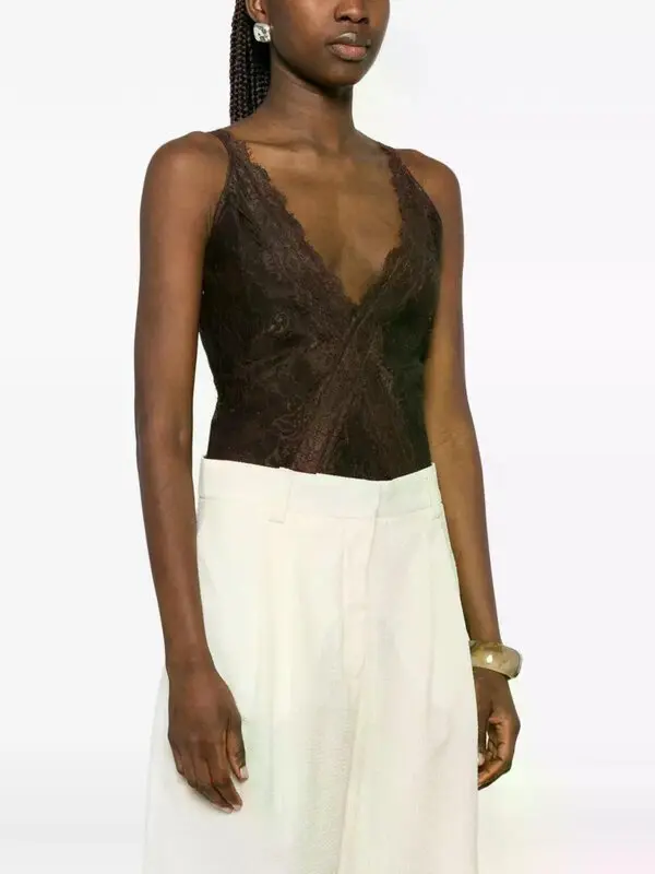 HERSKIND Johannes Lace Bodysuit - Brown
