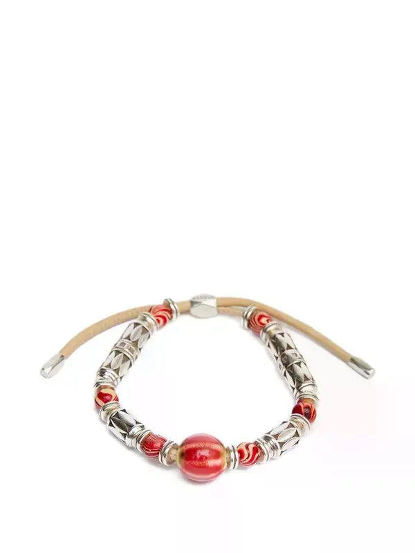 Isabel Marant Janys Beaded Leather Bracelet - Silver