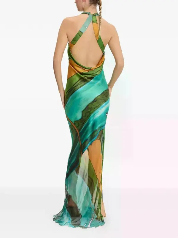 DONDE ESTEBAN Magdalena Halter-neck Maxi Dress - Green