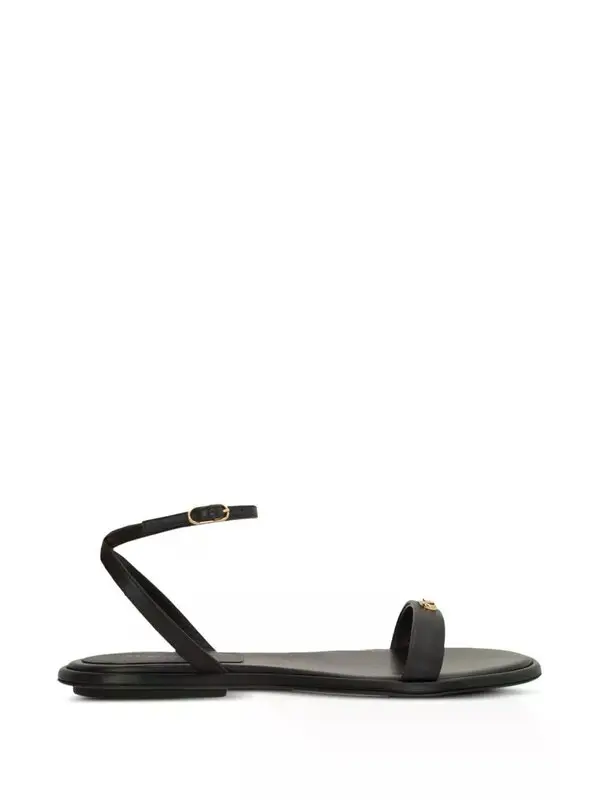 SERGIO ROSSI Surge Leather Flat Sandals - Black