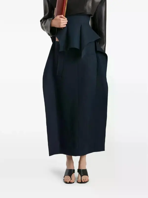 Khaite Gorgi Linen Suiting Skirt - Blue