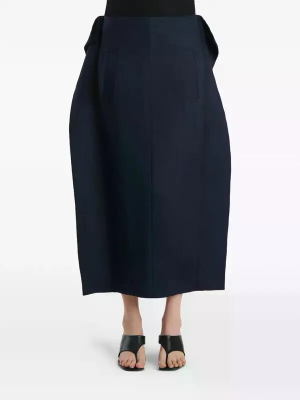 Khaite Gorgi Linen Suiting Skirt - Blue