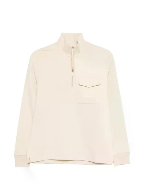 C.P. COMPANY Diagonal Raised Quarter-zip Sweatshirt With Logo Detail