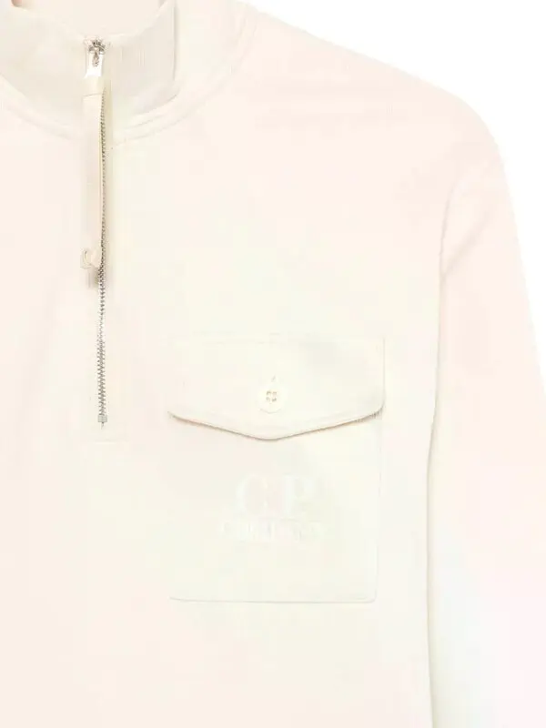 C.P. COMPANY Diagonal Raised Quarter-zip Sweatshirt With Logo Detail