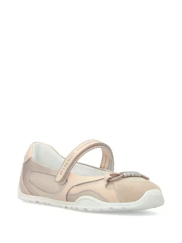 Pinko Sporty Ballet Flats With Leather, Suede, And Mesh Inserts - Pink