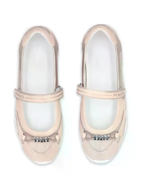 Pinko Sporty Ballet Flats With Leather, Suede, And Mesh Inserts - Pink