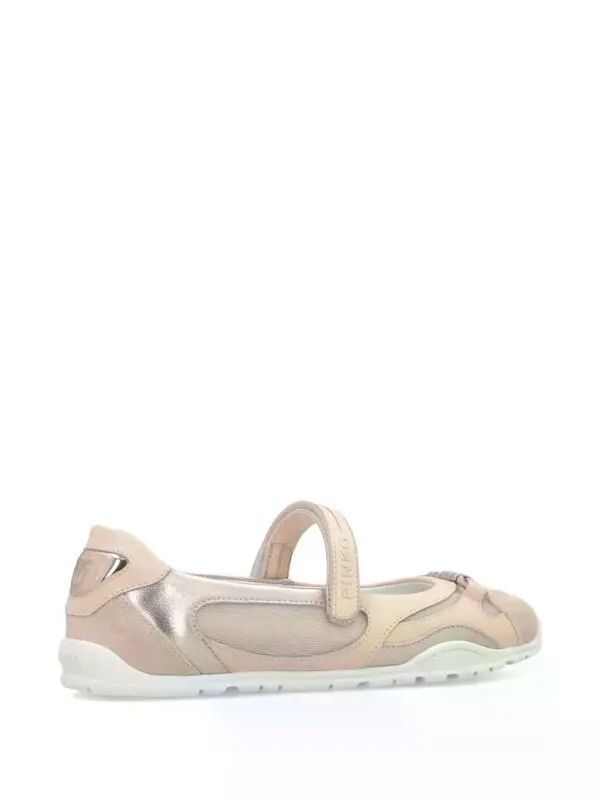 Pinko Sporty Ballet Flats With Leather, Suede, And Mesh Inserts - Pink