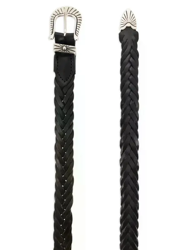 ALBERTO LUTI Braided Leather Belt - Black