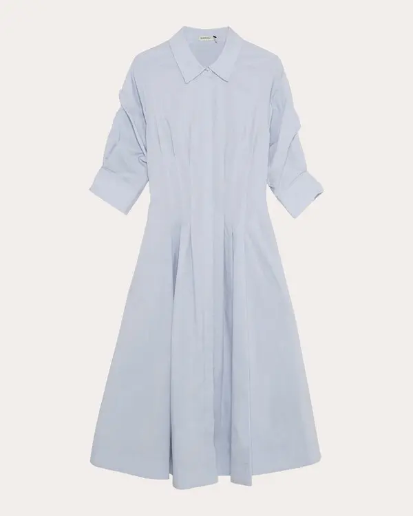 Simkhai Jazz Pleated Poplin Midi Shirt Dress - Blue