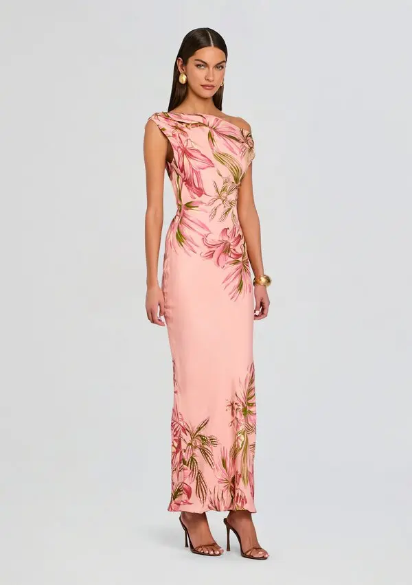 Rococo Sand Cain One Shoulder Maxi Dress