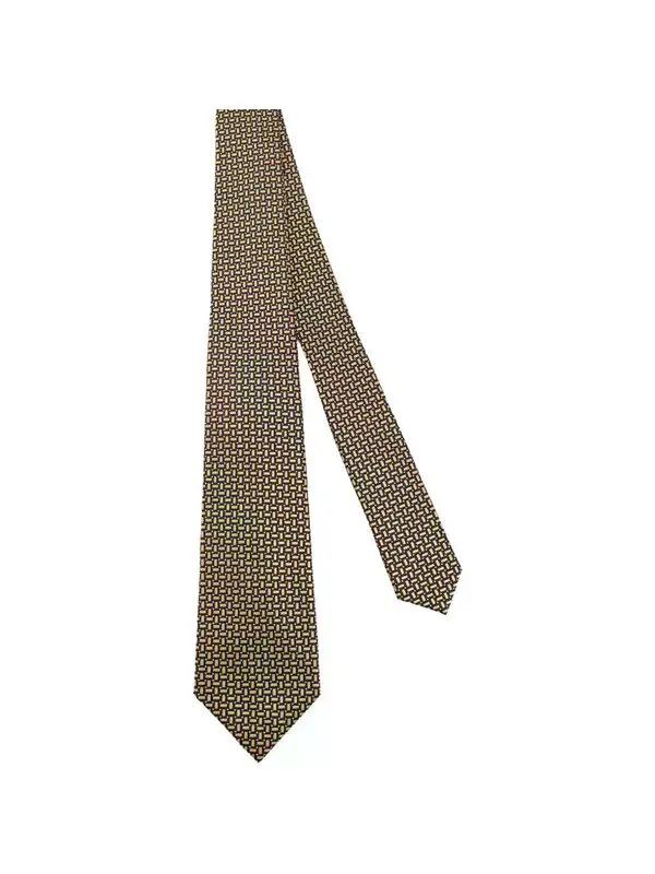 Kiton Patterned Neck Tie - Gold