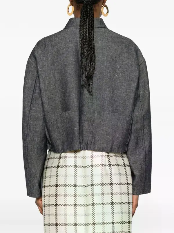 Fendi Flower-appliqué Cropped Jacket - Blue