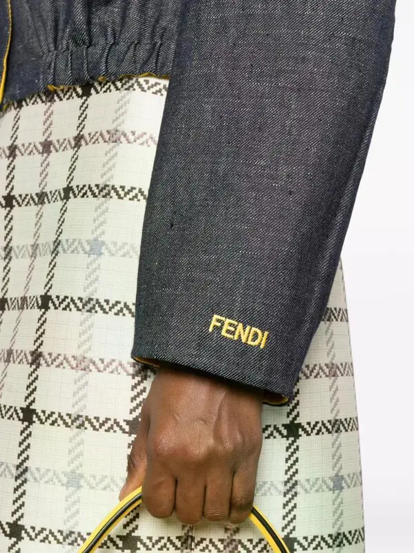 Fendi Flower-appliqué Cropped Jacket - Blue