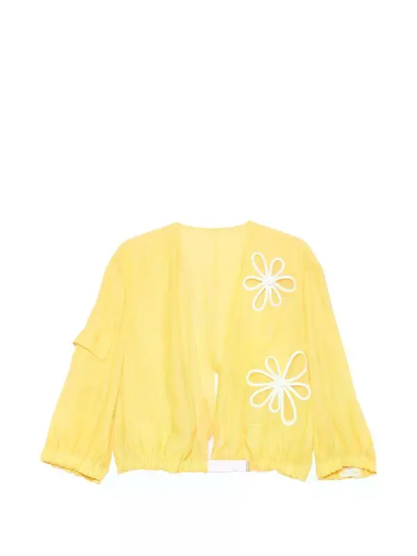Fendi Organza Bomber Jacket With Floral Appliqu - Yellow