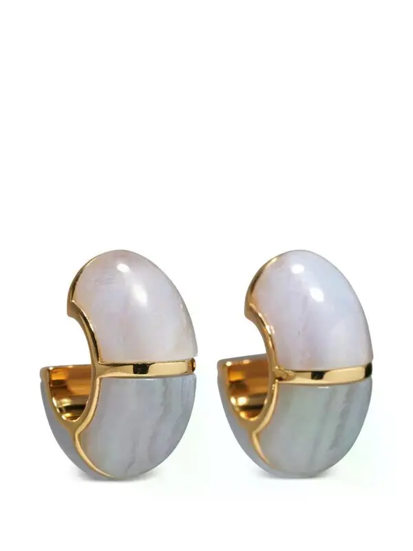 LIZZIE FORTUNATO Zellige Agate Hoop Earrings - Gold