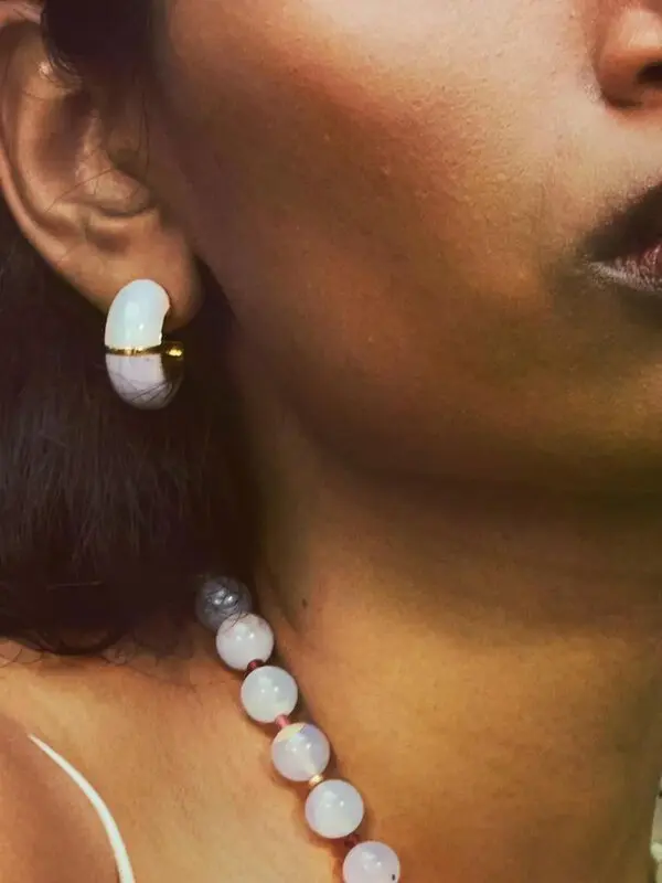 LIZZIE FORTUNATO Zellige Agate Hoop Earrings