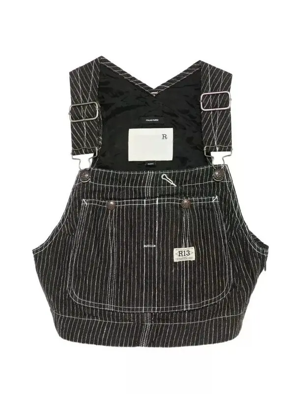 R13 Pinstripe Overalls - Black