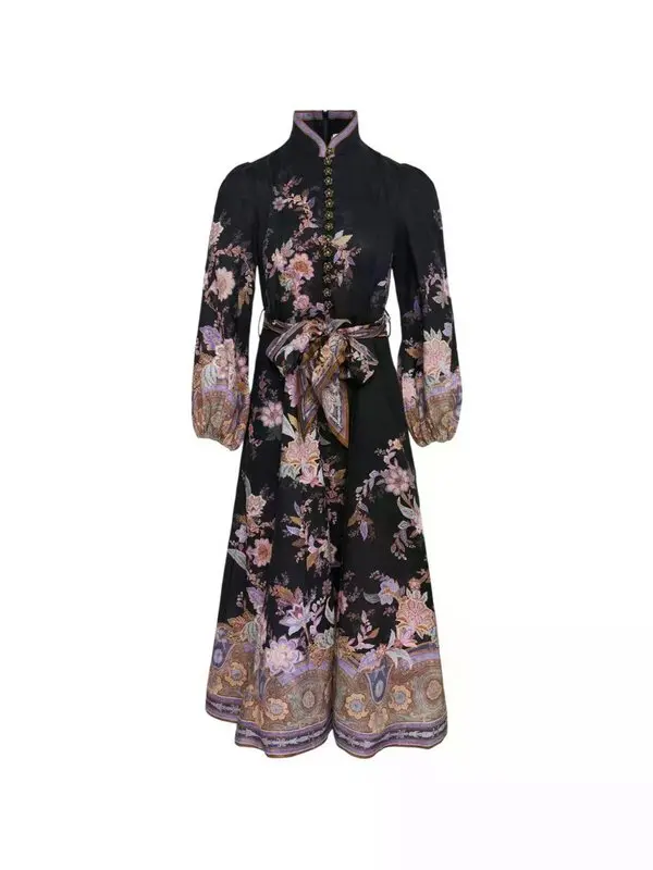 Zimmermann Luna Floral-print Midi Dress - Black