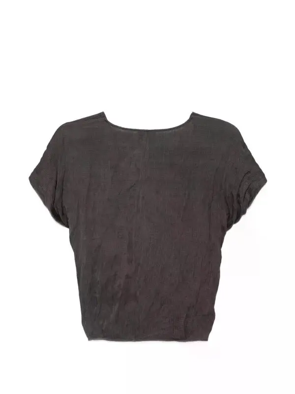 ALYSI Gathered V-neck Blouse - Brown
