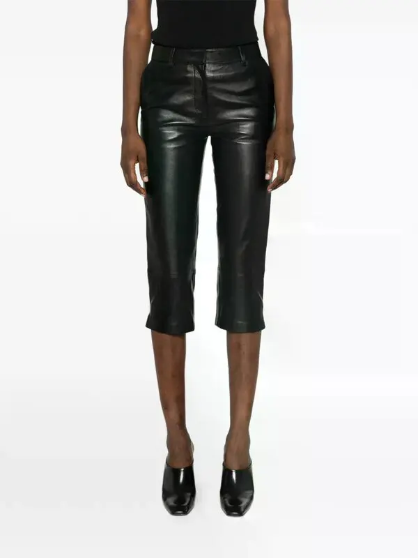 THE FRANKIE SHOP Lior Leather Capri Trousers - Black