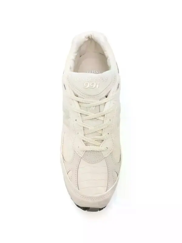 NEW BALANCE 991v1 Crocodile-effect Sneakers - Neutrals