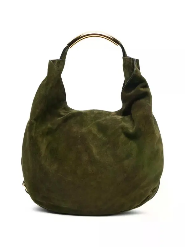 Moschino Medium Handle Me Logo-plaque Suede Bucket Bag
